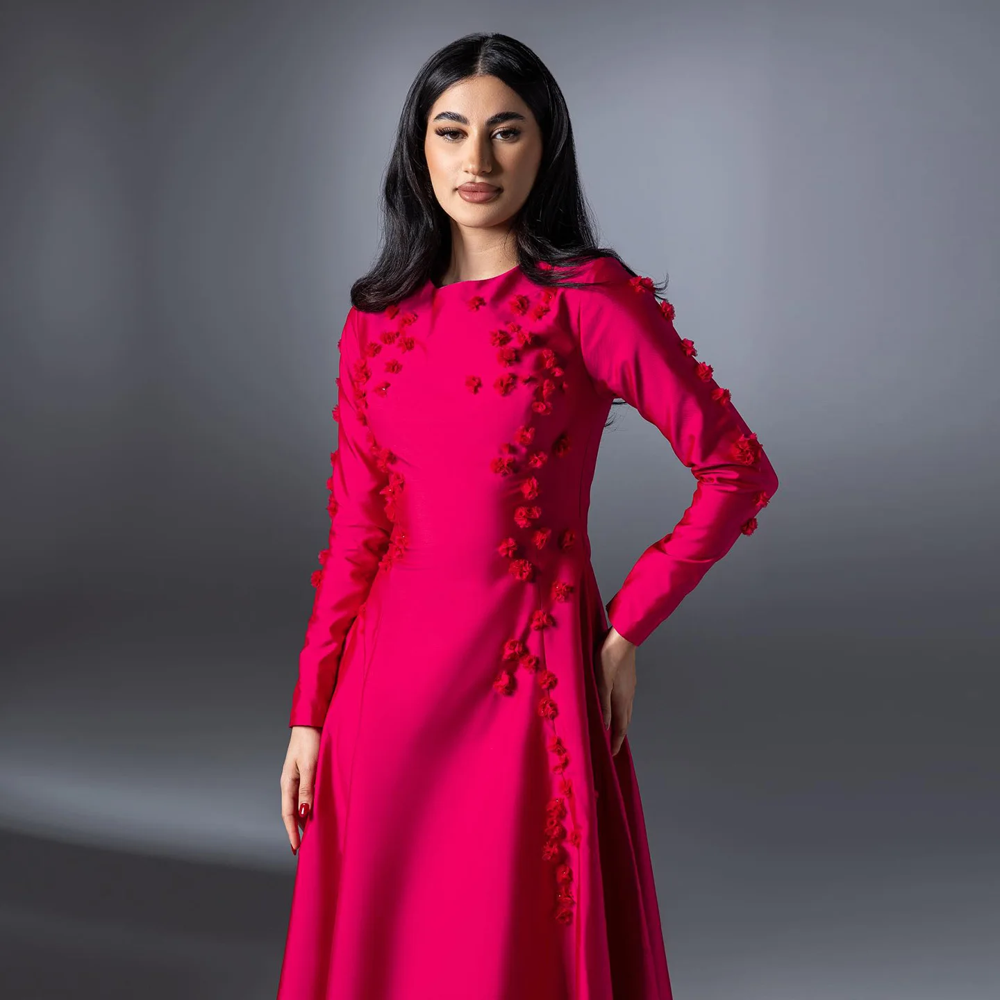 Sharon-Said-Custom-Made-Fuchsia-3D-Flower-A-Line-Dubai-Evening-Dress ...