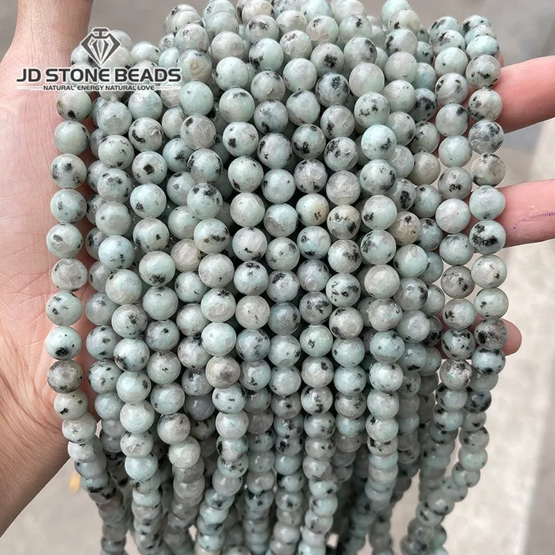Natural Sesame Stone Kiwi Jaspers Round Loose Beads for Jewelry Making ...