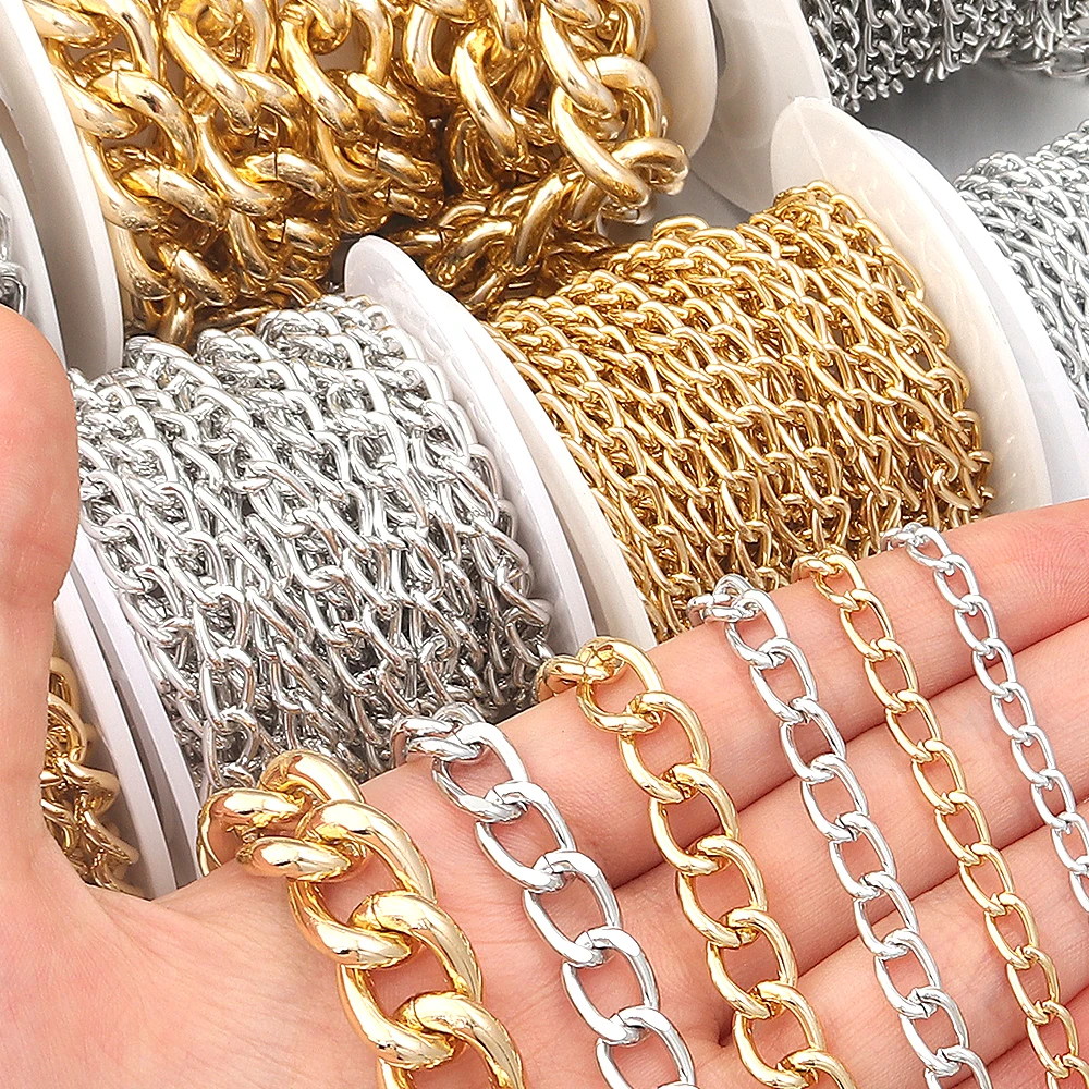 2-5Yards/Roll Aluminum Twisted Chains Gold Silver Extension Link Chain ...