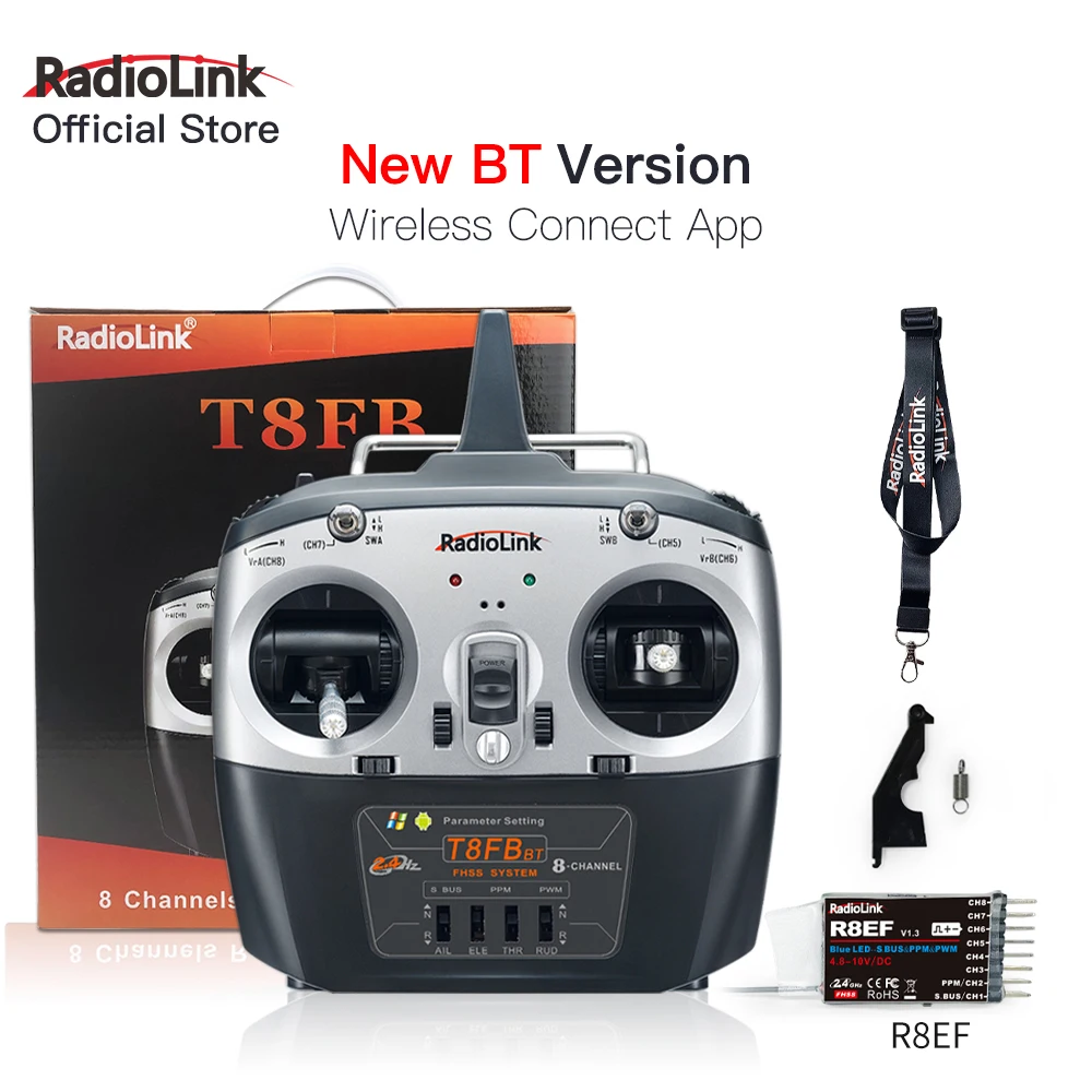 Radiolink T8FB BT 8 Channel 2.4G Radio Controller with Receiver R8EF Remote Transmitter for FPV ...