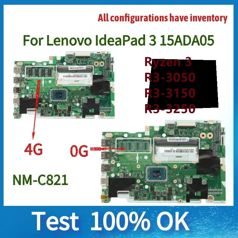 15ADA05 Laptop Motherboard For Lenovo IdeaPad 3 NM-C821 Motherboard R3-3150 R3-3250 R3-3050 AMD ...