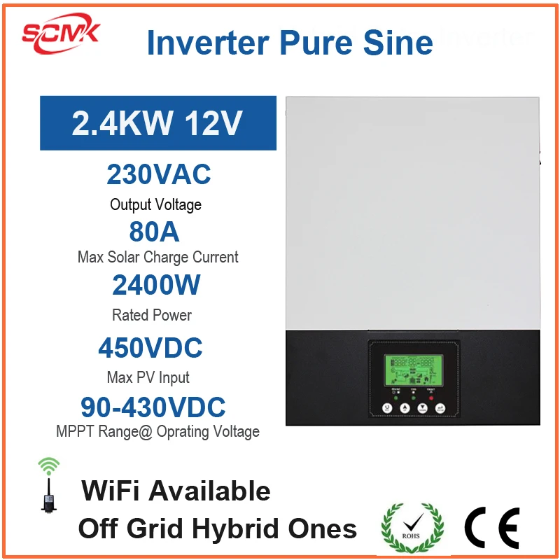 Solar Power Pure Sine Inverter 12V 220V MPPT C80A Built in Hybrid Power ...