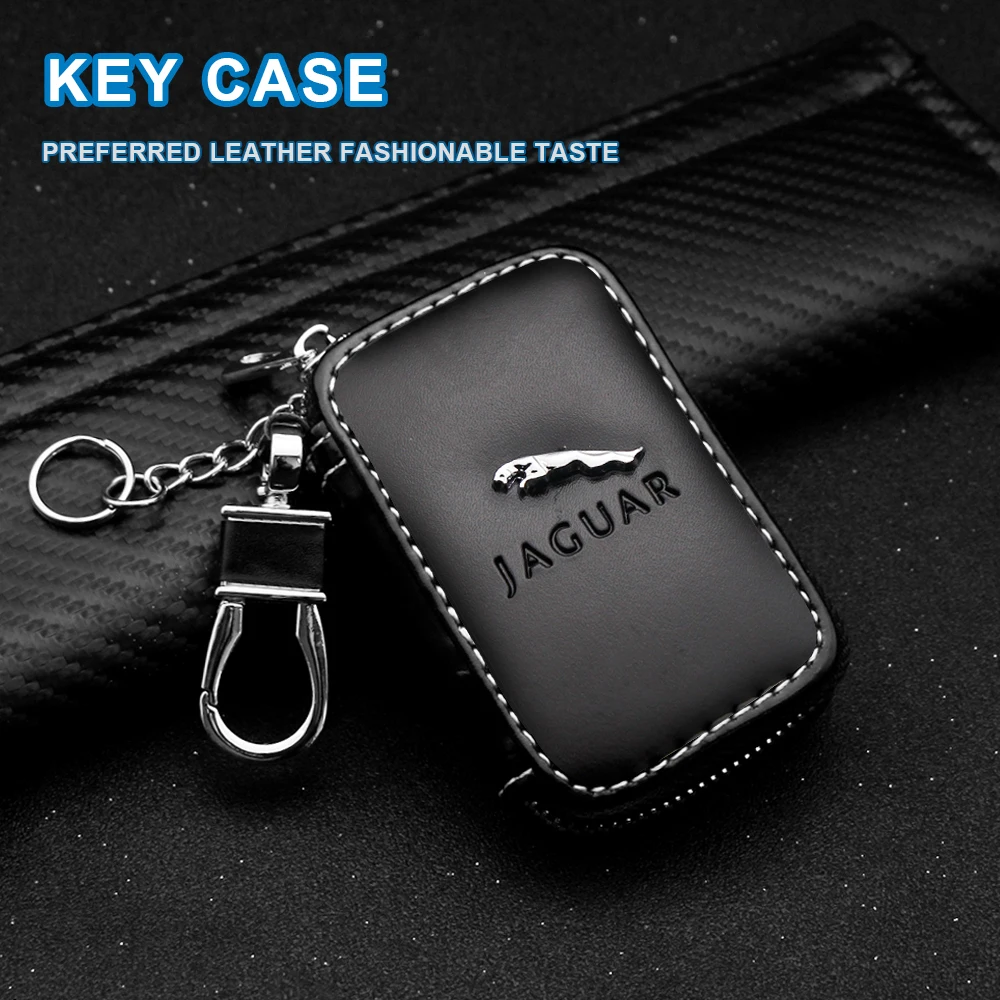Leather Car Key Wallet Zipper Keys Case Organizer Fashion Men Keychain ...