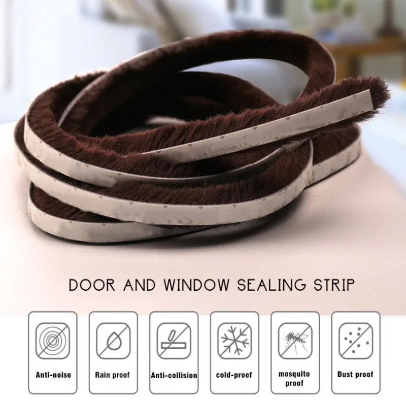 New-5M-Brush-Strip-Self-Adhesive-Door-Window-Sealing-Strip-4-Sizes-Home ...