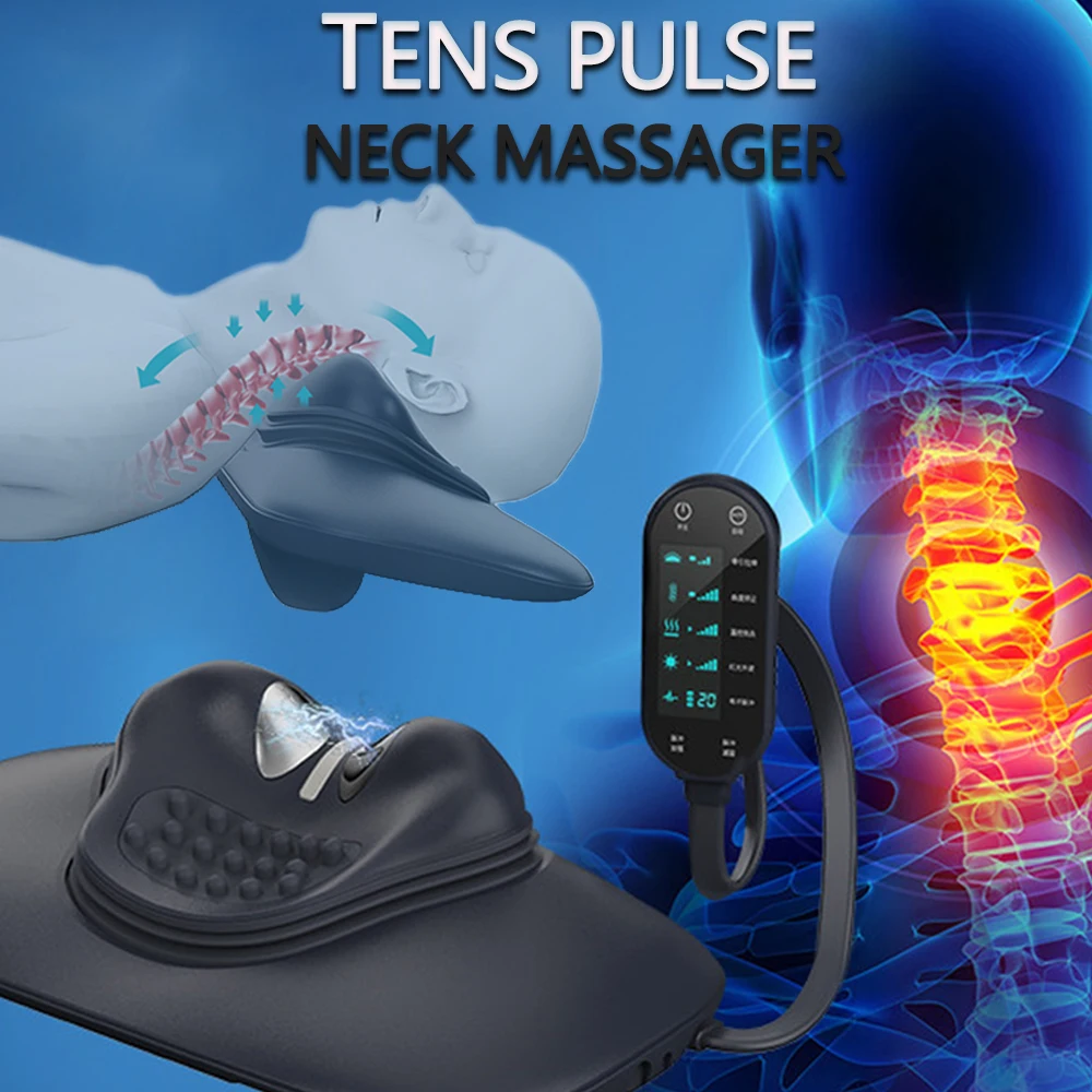 Tens Pulse Neck Massage Heating Neck Traction Vibrator Cervical Spine ...