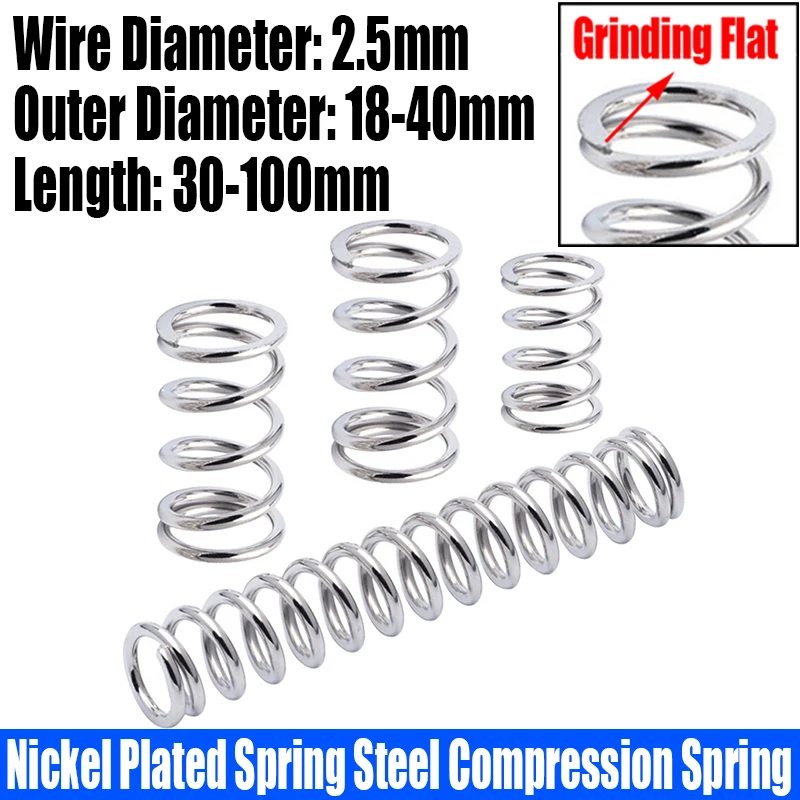 1PCS-2-5mm-Wire-Diameter-Nickel-Plated-Spring-Steel-Compression-Spring ...