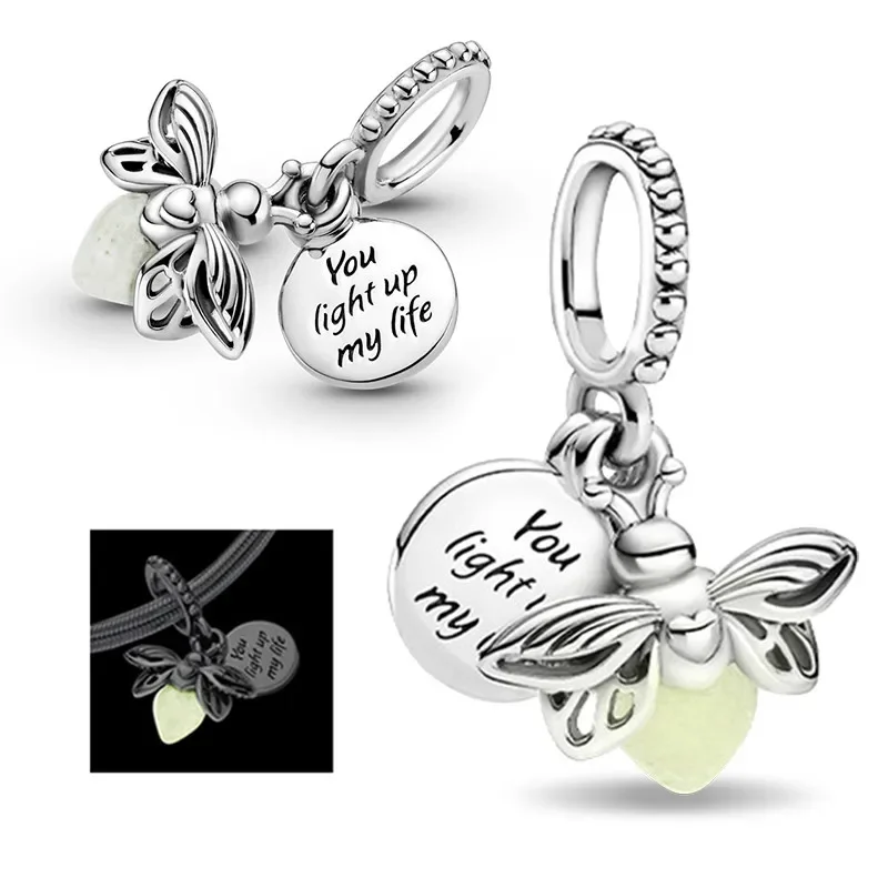 Silver 925 Firefly Charms Glow in The Dark Beads Pendant Fit Original ...