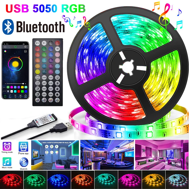 USB-LED-Strip-Lights-para-Decora-o-de-Sala-Fita-de-L-mpada-RGB-5050 ...