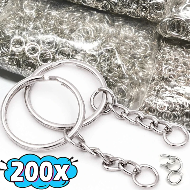 50-100pcs-Silver-Plated-Metal-Blank-Keyring-Keychain-Split-Ring-Keyfob ...