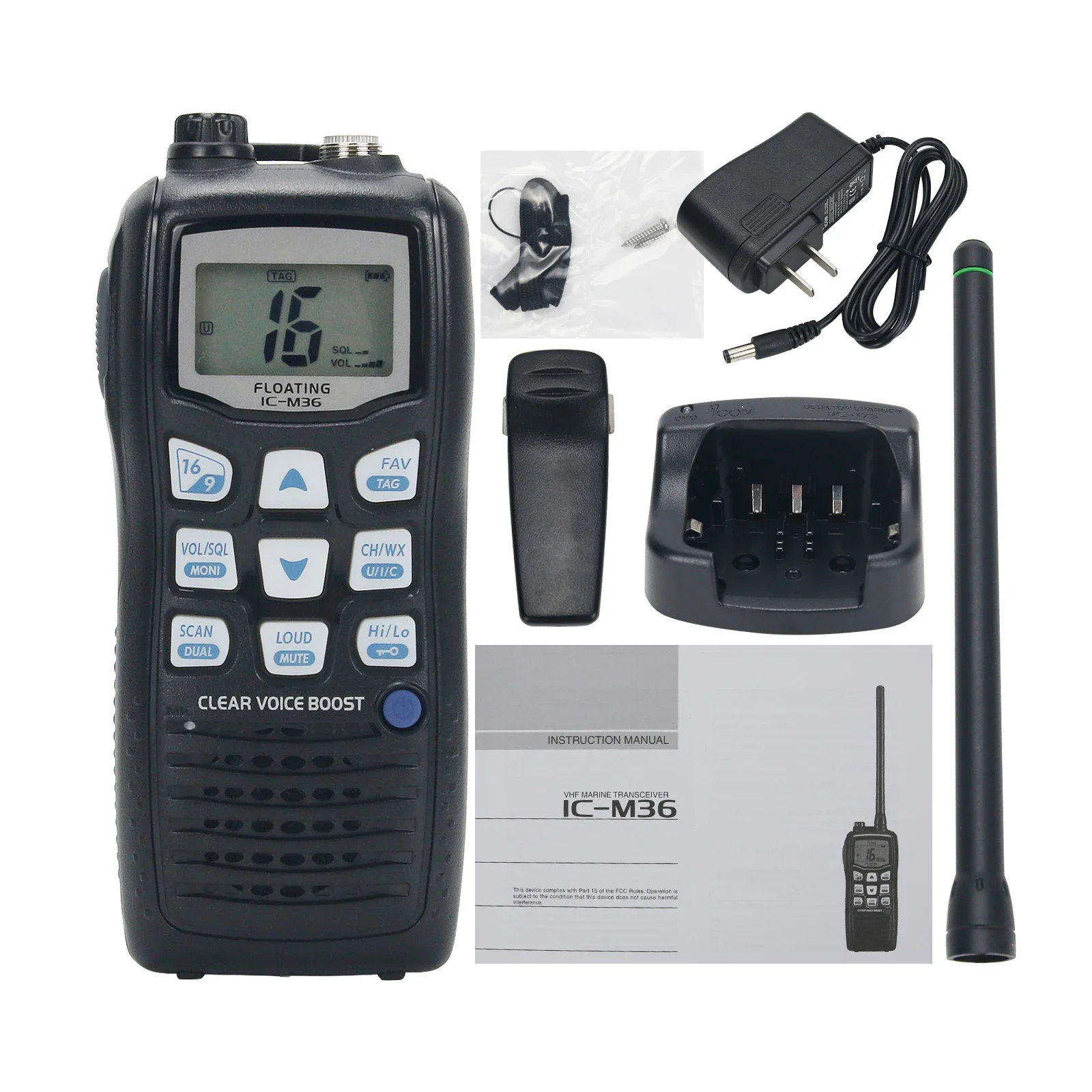 IC-M36-6W-10KM-VHF-Handheld-Marine-Transceiver-IPX7-Floating-Walkie ...