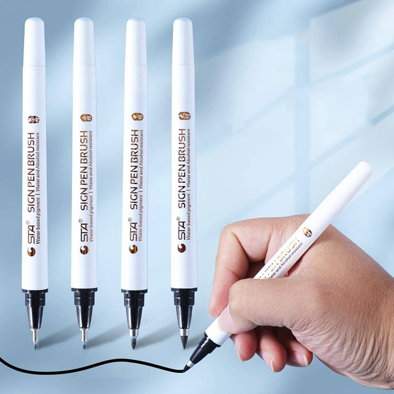 Bview-Art-4pcs-Calligraphy-Soft-Tip-Pens-4-Size-Hand-Letter-Marker-Pens ...