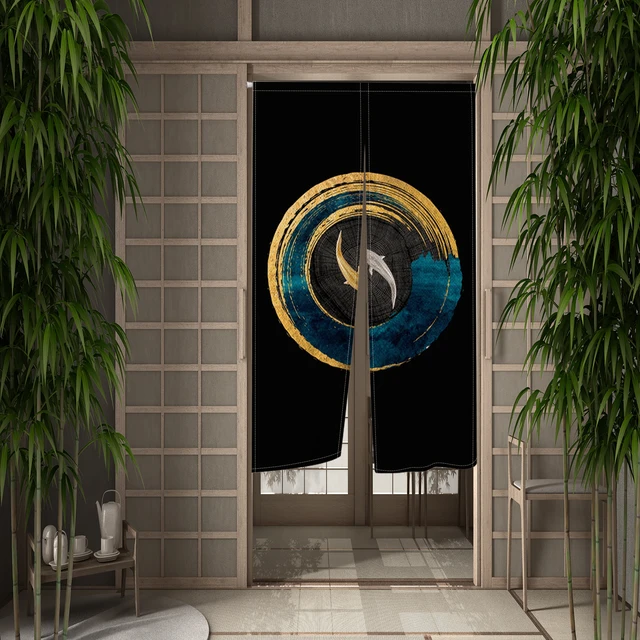 Japanese Split Noren Door Curtain Chinese Koi Lanturn Plant Linen ...