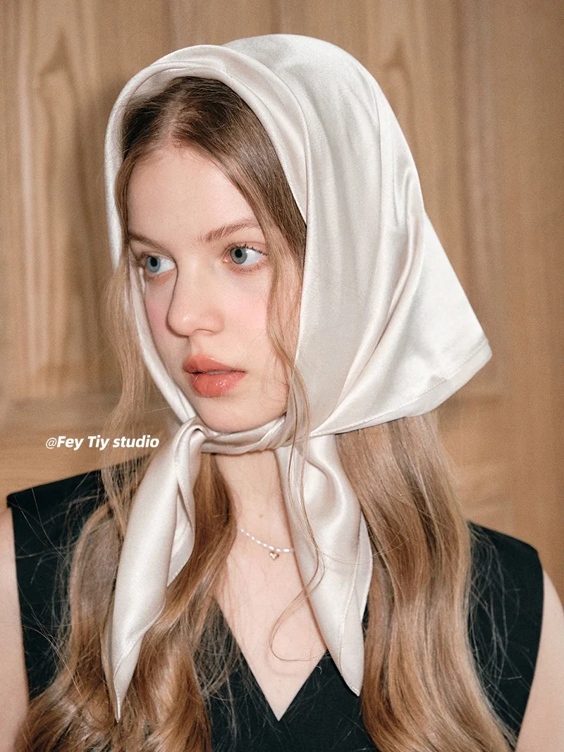 Pa-uelo-de-seda-cuadrado-liso-para-mujer-Hijab-peque-o-de-70x70cm-Fular ...