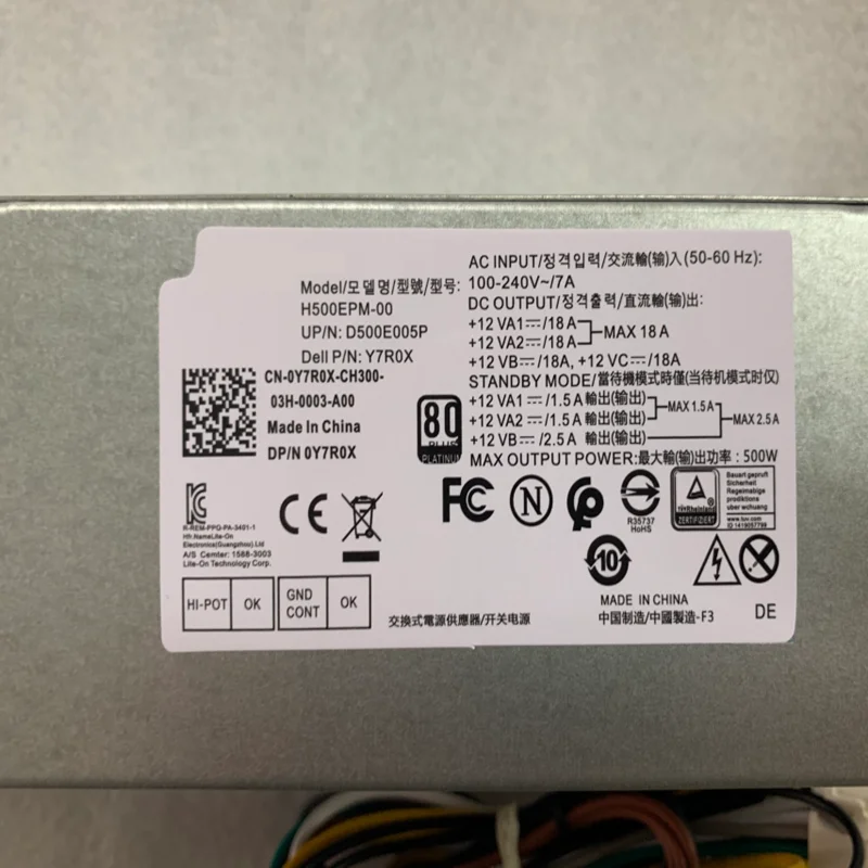 PSU For Dell 3050 7080 7050 3660 6Pin 500W Power Supply H500EGM-00/01 ...