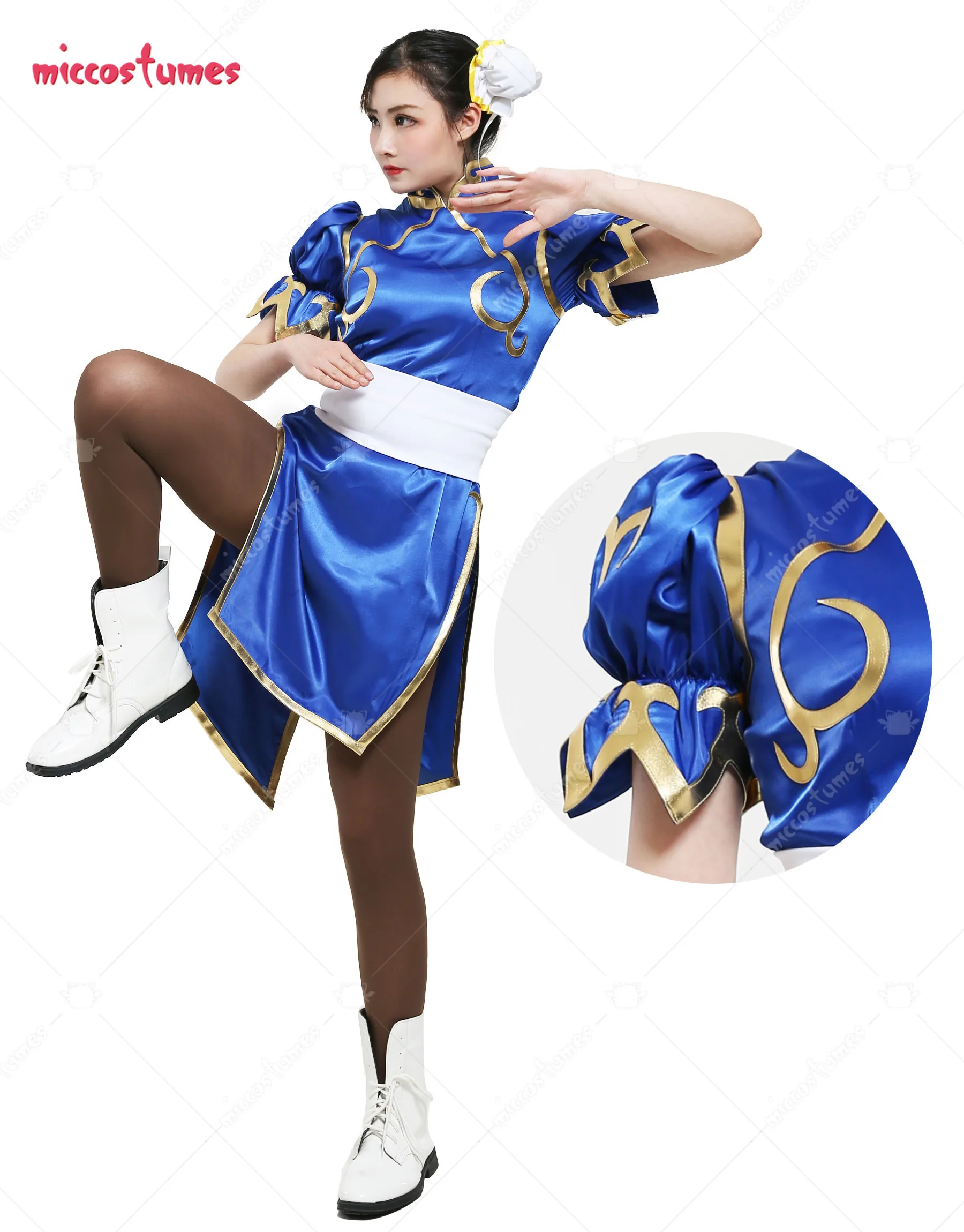 Women's Game Fighter Cosplay Costume For Adult Blue Cheongsam Halloween ...