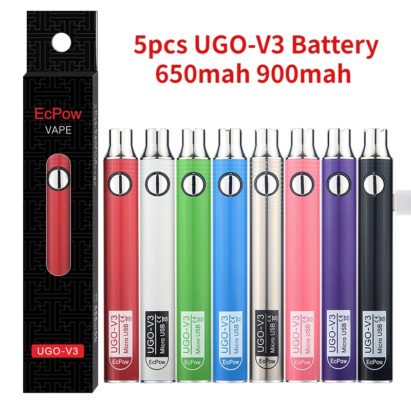 5pcs-UGO-V3-Battery-650mah-900mah-UGO-Vaporizer-for-Ce4-Ce5-Mt3-H2 ...