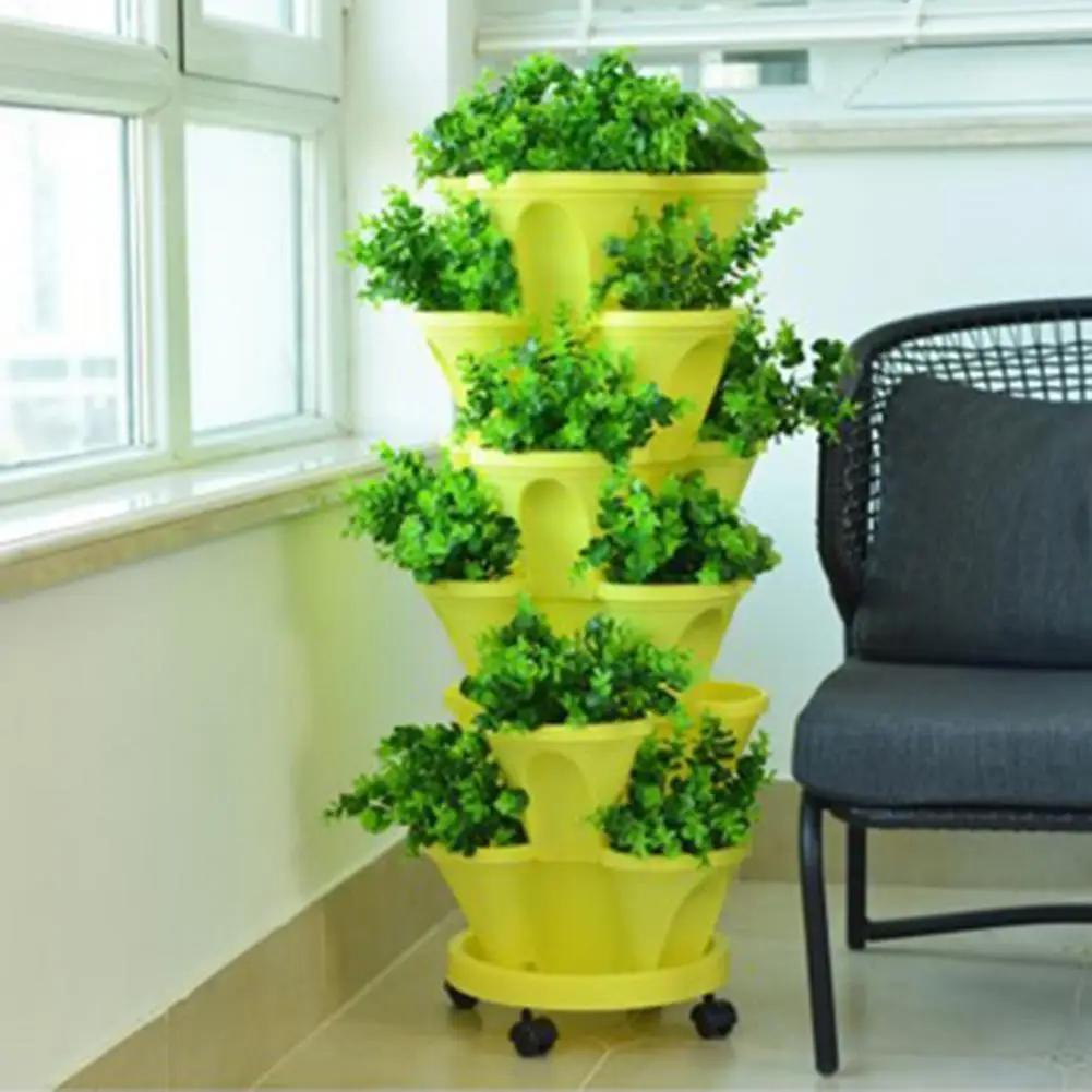 Stackable-Multi-tiers-Flower-Pot-With-Wheel-Vertical-Non-slip-Assorted ...