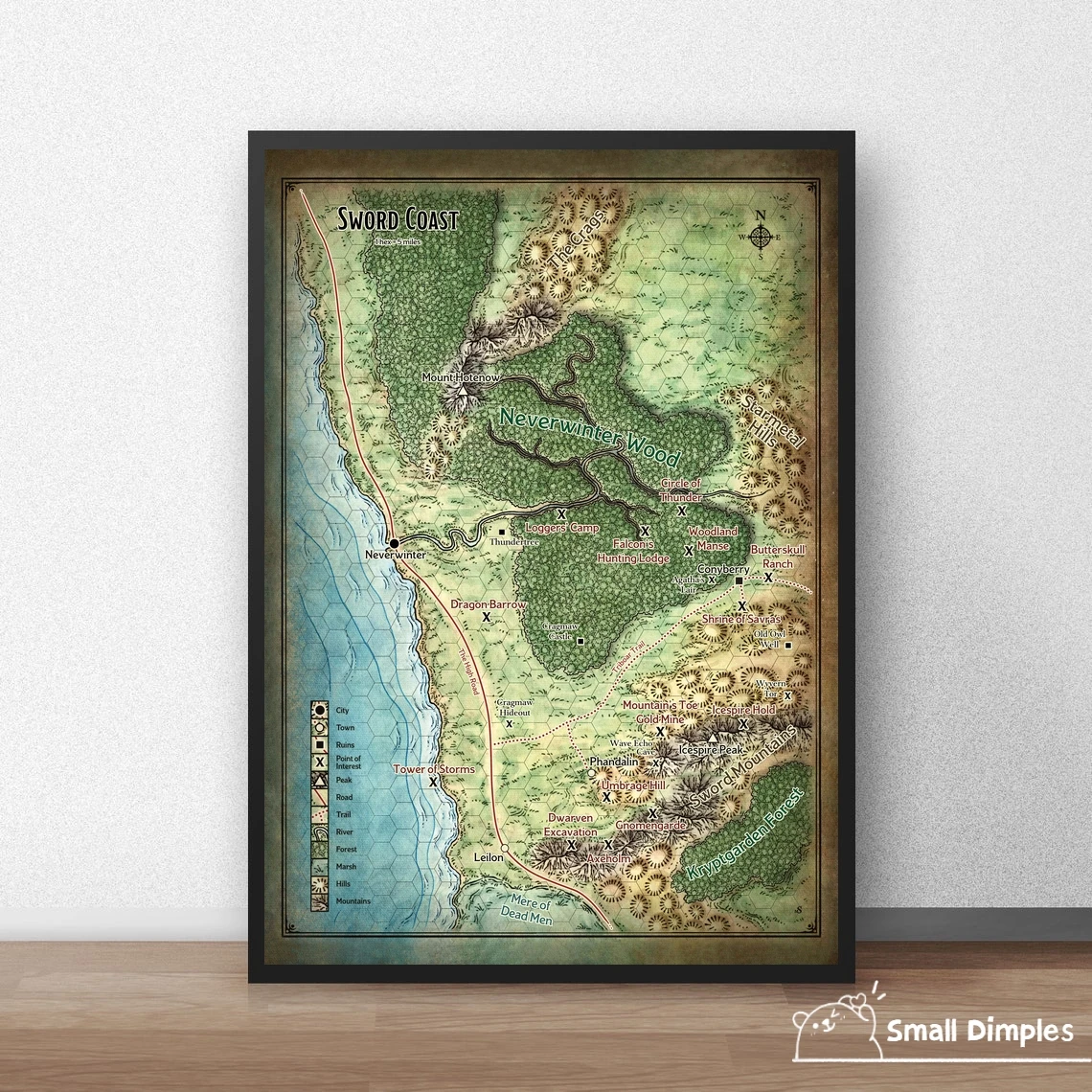 D-D-Sword-Coast-Map-Game-Poster-Canvas-Art-Print-Home-Decoration-Wall ...