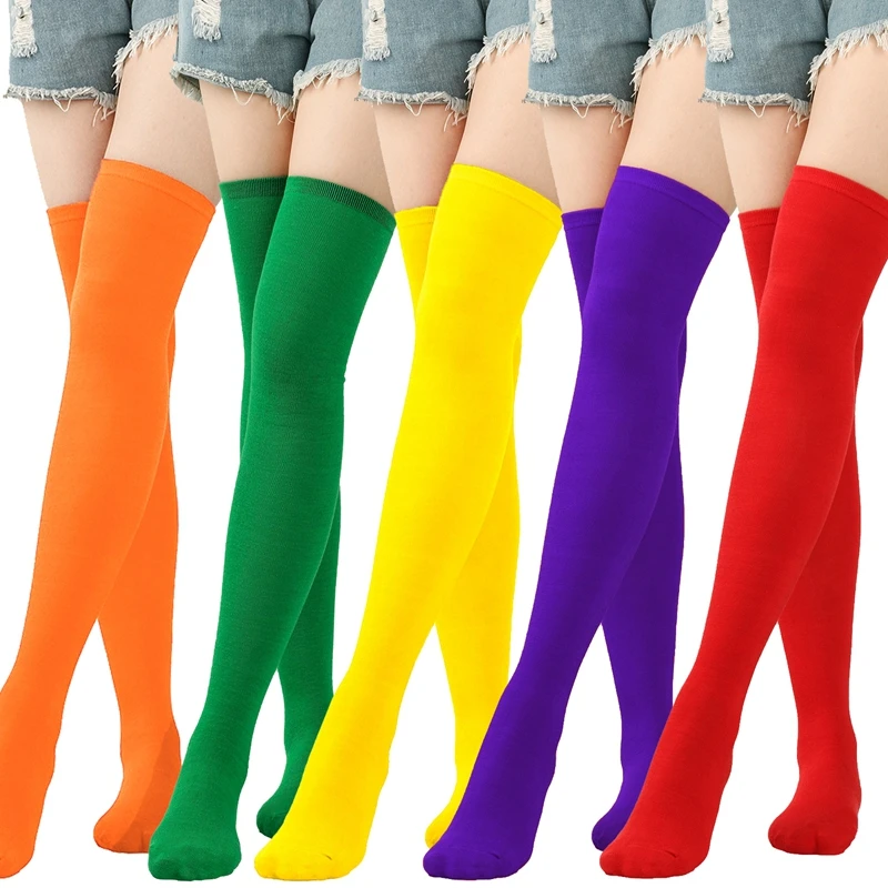 Women Thigh High Socks Over The Knee Socks For Ladies Candy Color Long ...