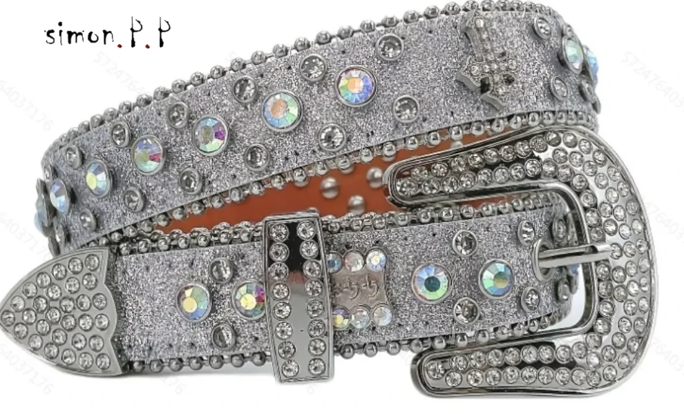 New-Bb-Belt-Simon-Diamond-Studded-Belt-Bling-Rhinestone-Belt-Cowboy ...