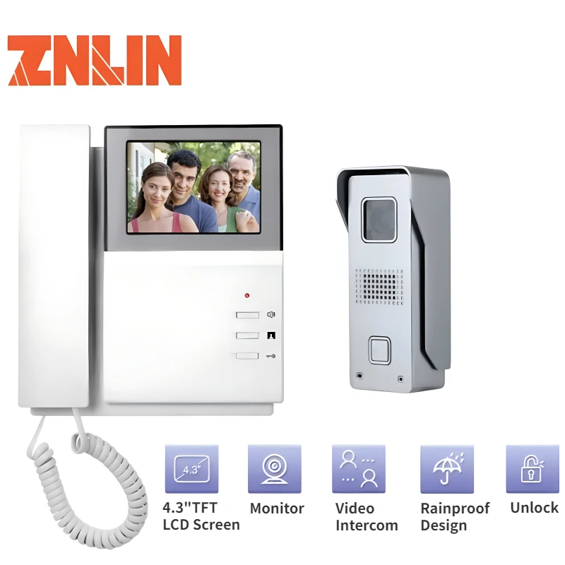 4-3-Inch-TFT-LCD-Screen-Video-Intercom-System-Kit-4-Wire-Outdoor-Call ...