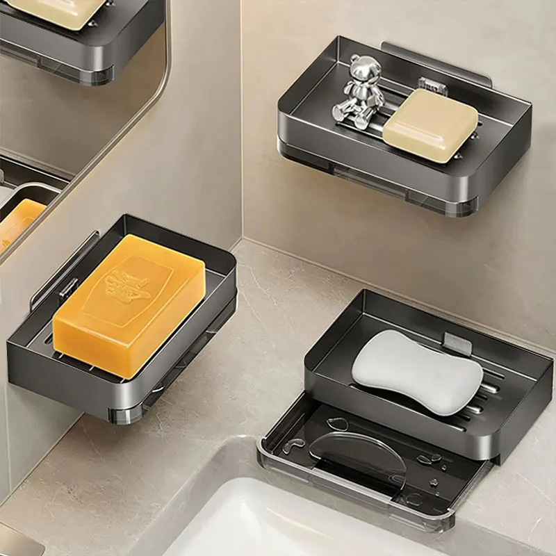 soap-Holder-Soap-Rack-Tray-Wall-Mounted-Soap-Dish-Punch-free-Drain-Soap ...