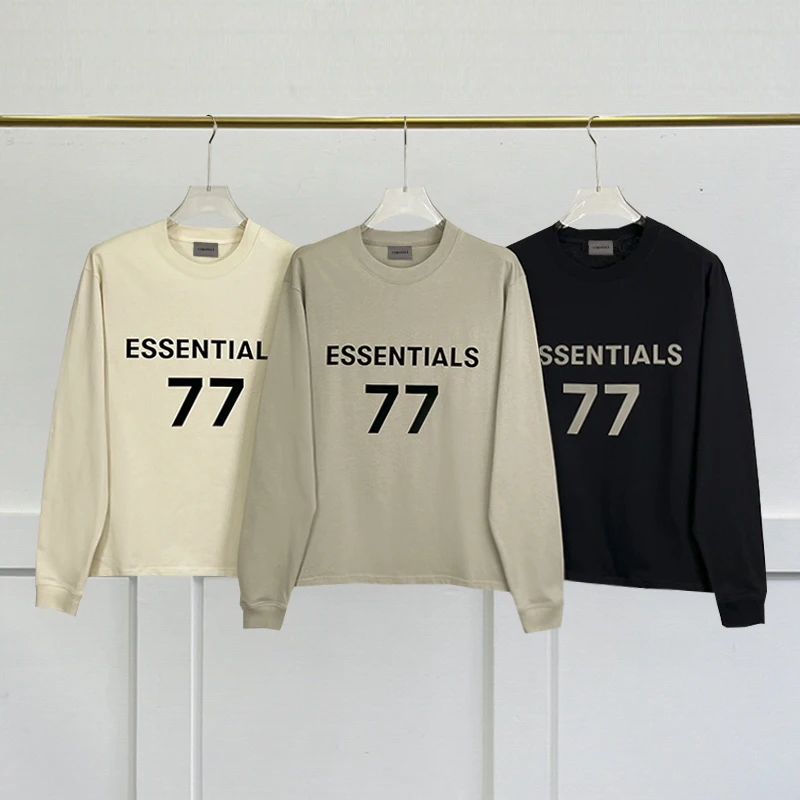 Camiseta de manga larga ESSENTIALS 77 para hombre, Camiseta deportiva de gran tamaño con ...