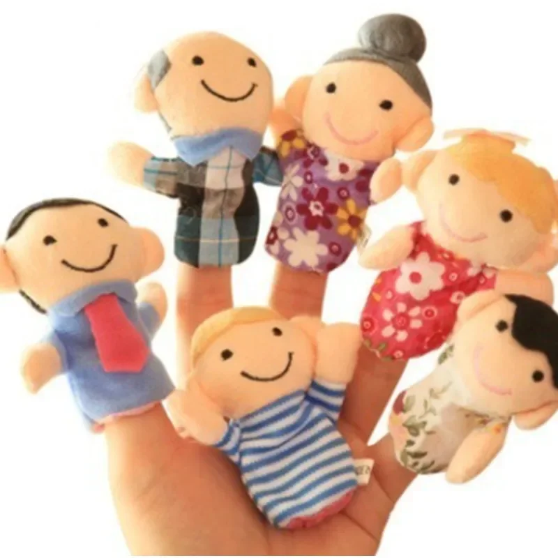 6pcs Finger Puppets Set Baby Plush Doll Hand Cartoon Family Hand Puppet ...