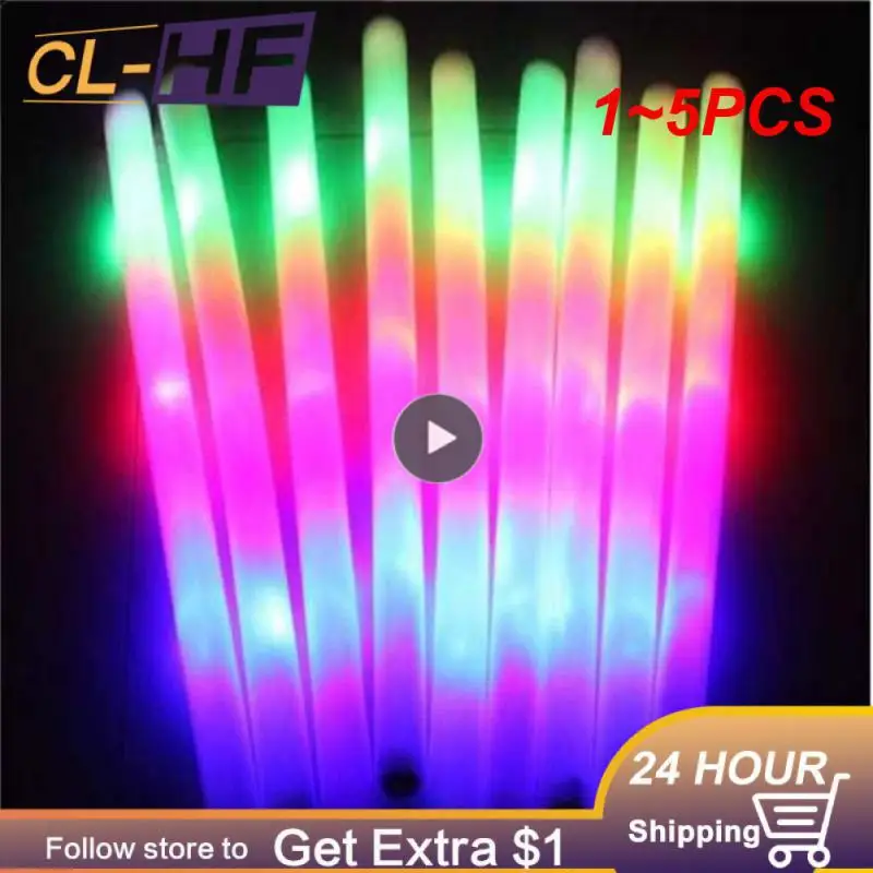 1-5PCS-Light-Up-Foam-Sticks-Party-Concert-Decor-LED-Soft-Batons-Rally ...