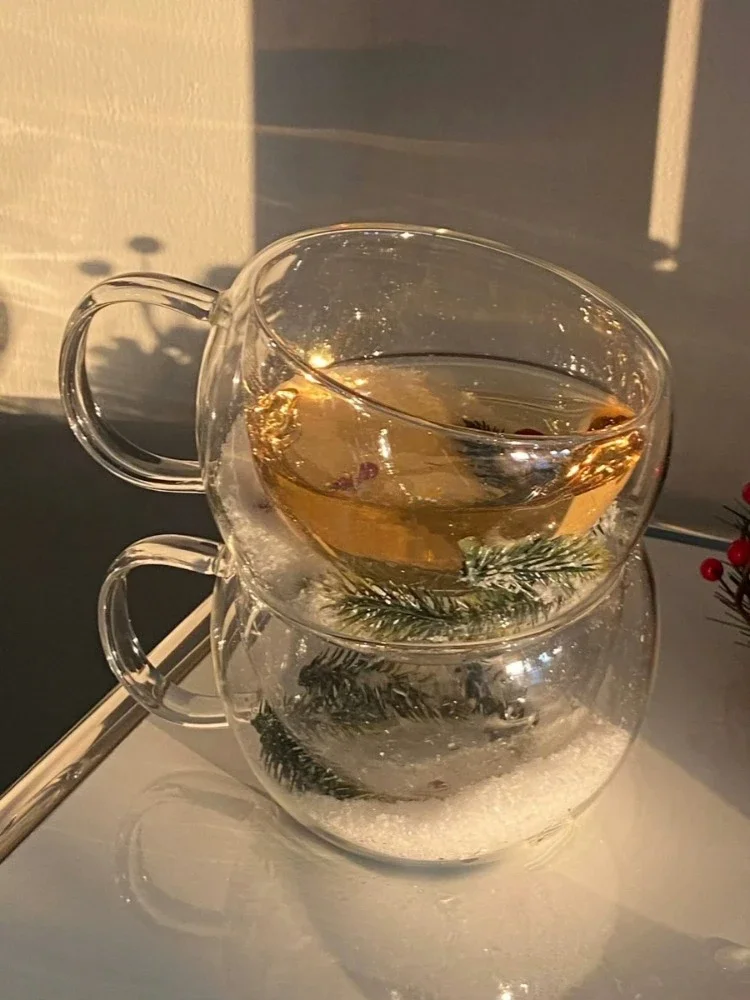 Homemade-Christmas-Snowflake-Double-Layer-Heat-Resistant-Glass-Cup ...