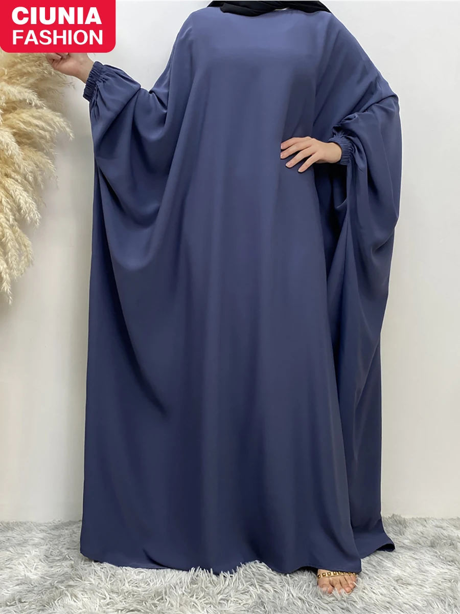 Ramadan Abaya For Muslim Women Bat Sleeve Loose Turkey Solid Color ...