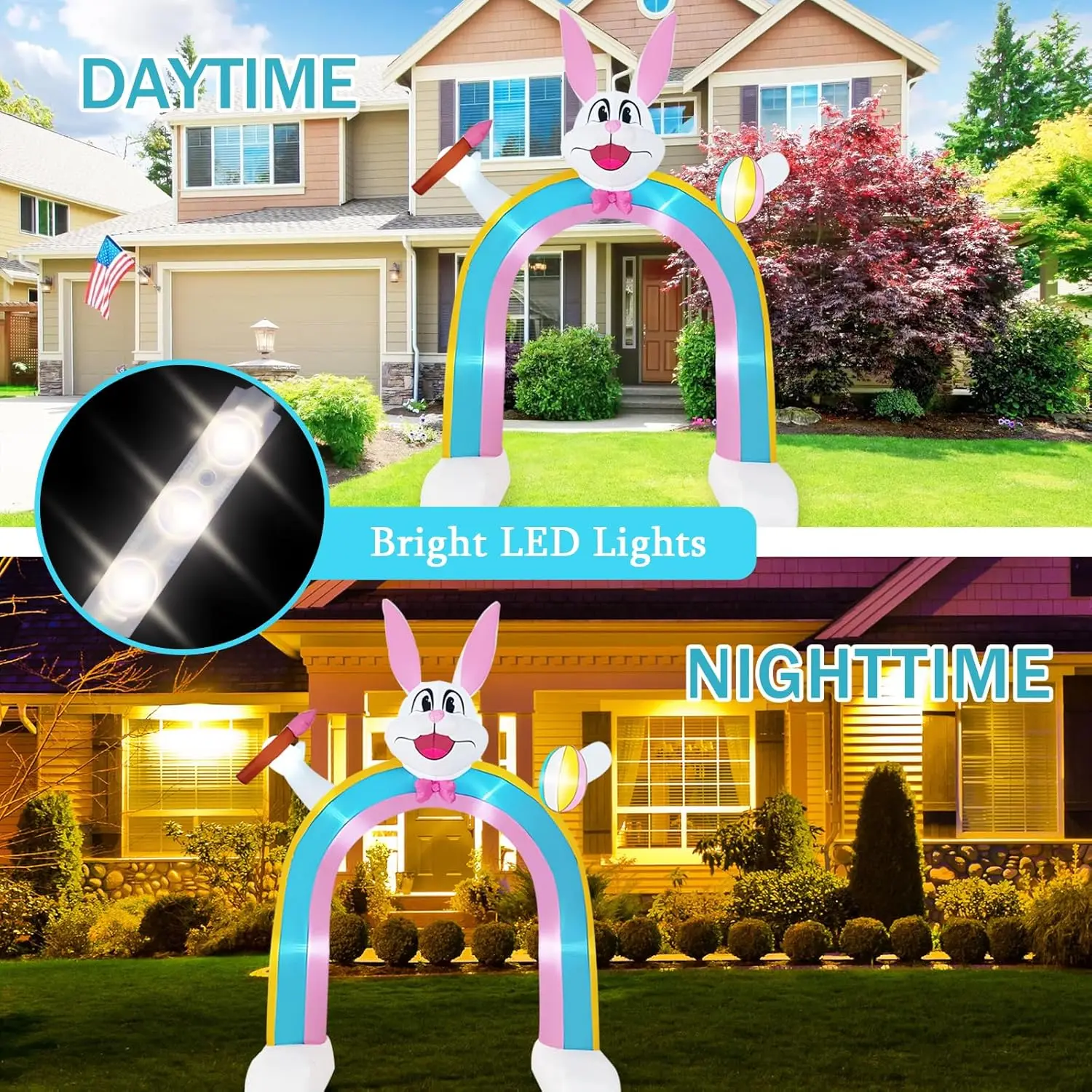 7.5FT Easter Inflatables Arch Decorations Giant Easter Bunny Inflatable ...