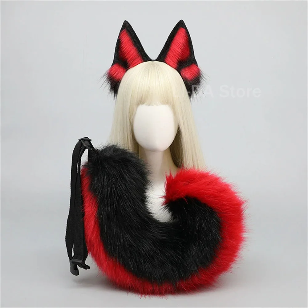 German Shepherd Dog Ears Plush Tail Faux Fur Wolf Tail Women Lolita ...