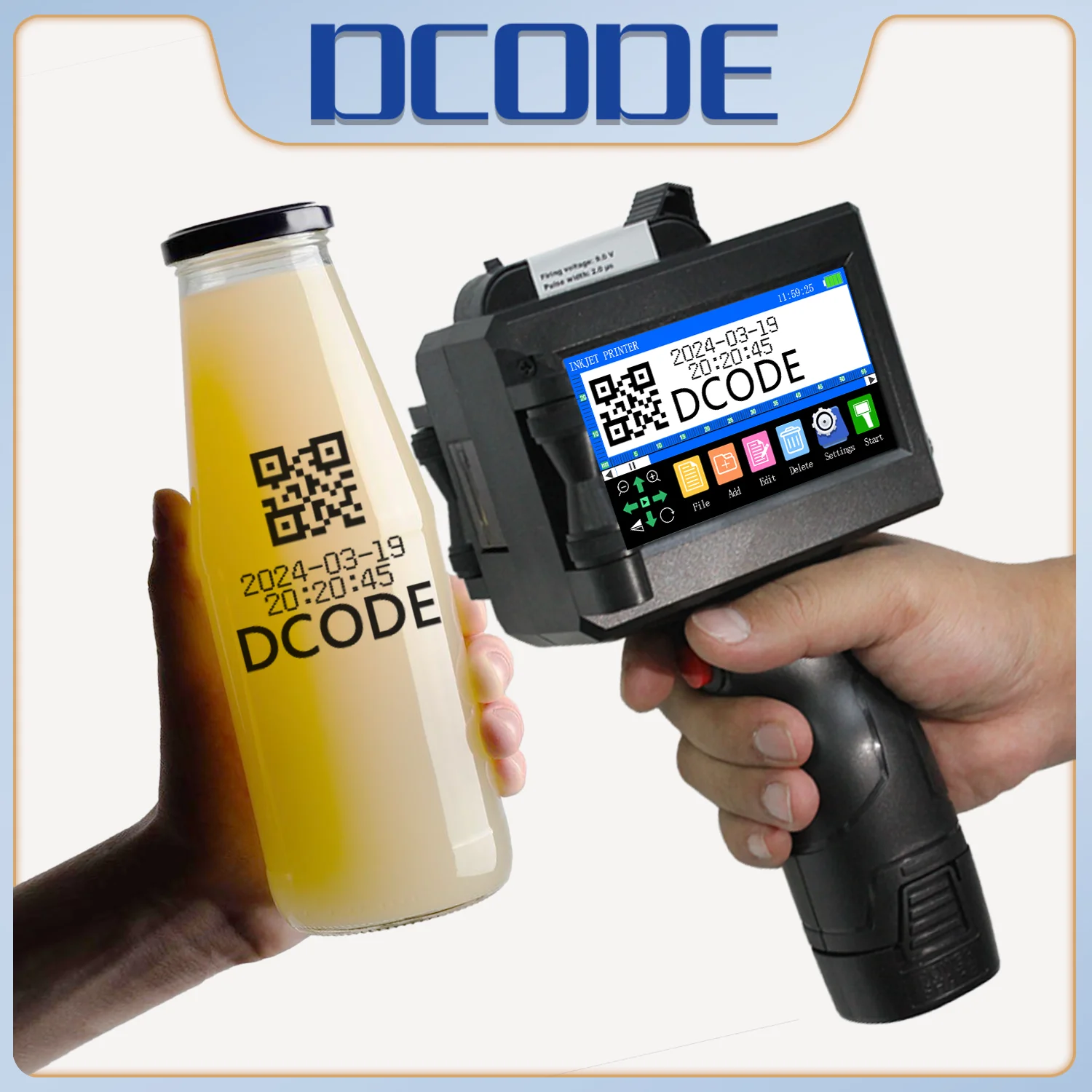 DCODE 1750PLUS-1 25.4mm Handheld Inkjet Printer Portable TIJ Printer ...