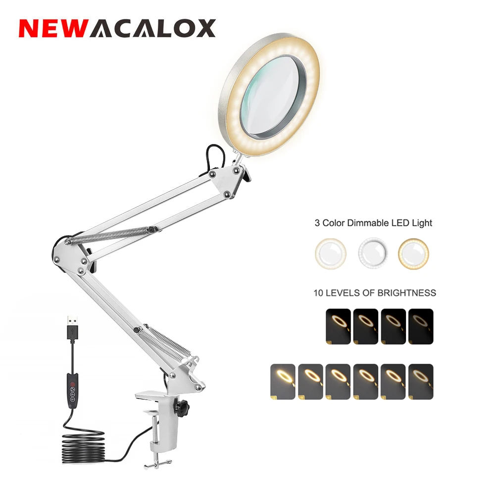 USB-Foldable-Magnifying-Glass-with-72-SMD-LED-Lights-Swing-Arm-3-Color ...