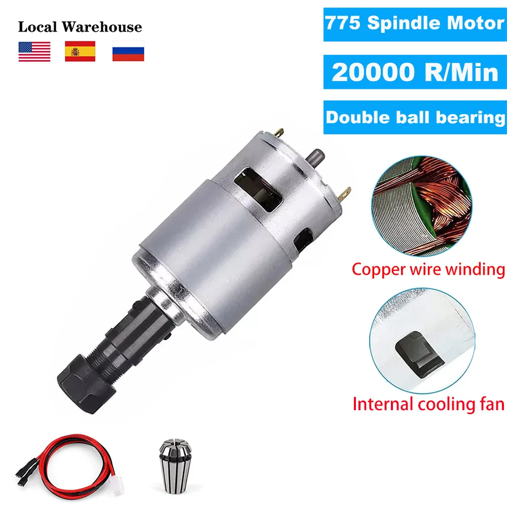 775-Spindelmotor-DC-12V-24V-20000-U-min-Mini-Elektromotor-Kugellager ...