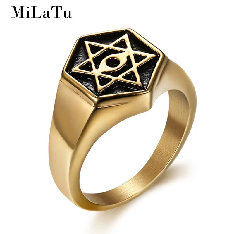 Unique-Star-of-David-Eye-Ring-Solid-Stainless-Steel-Wedding-Bands-For ...