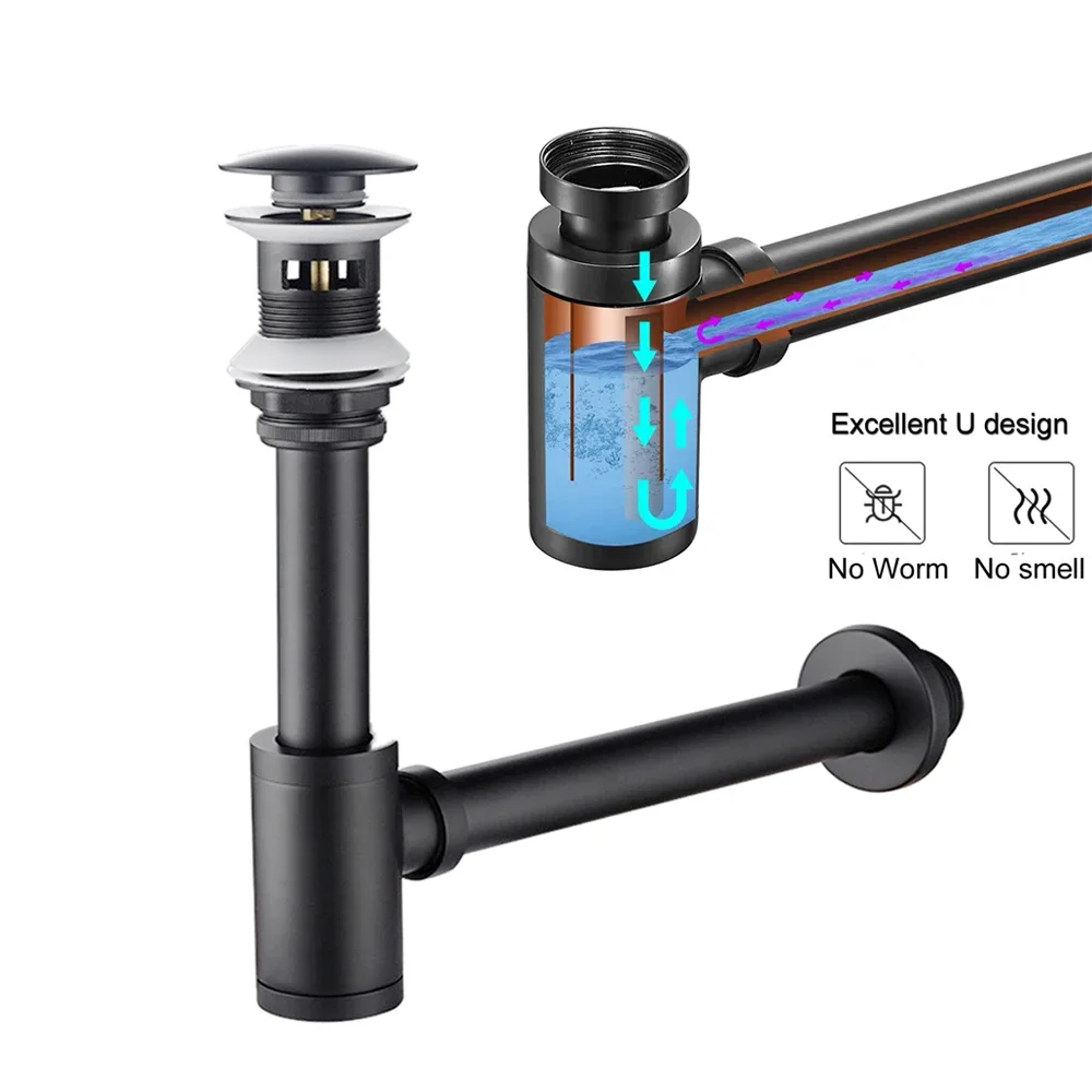 Bathroom Basin Bottle Trap Drain Modern Sink Pop Up Filter Fixture ...