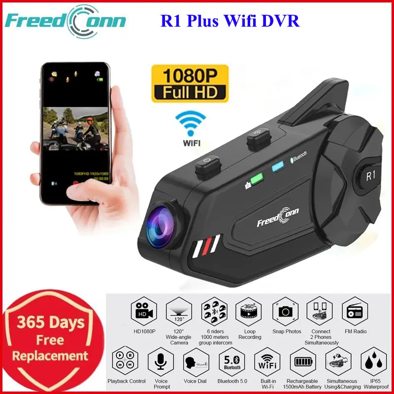 Freedconn intercomunicador R1 Plus para casco de motocicleta, interfono ...
