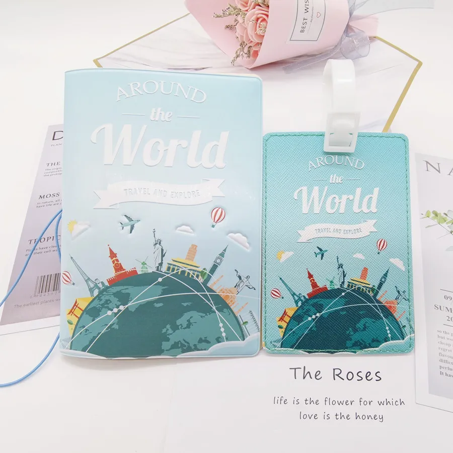 2PCS-Set-Travel-Passport-Cover-LuggageTag-for-Woman-Men-ID-Address-Card ...