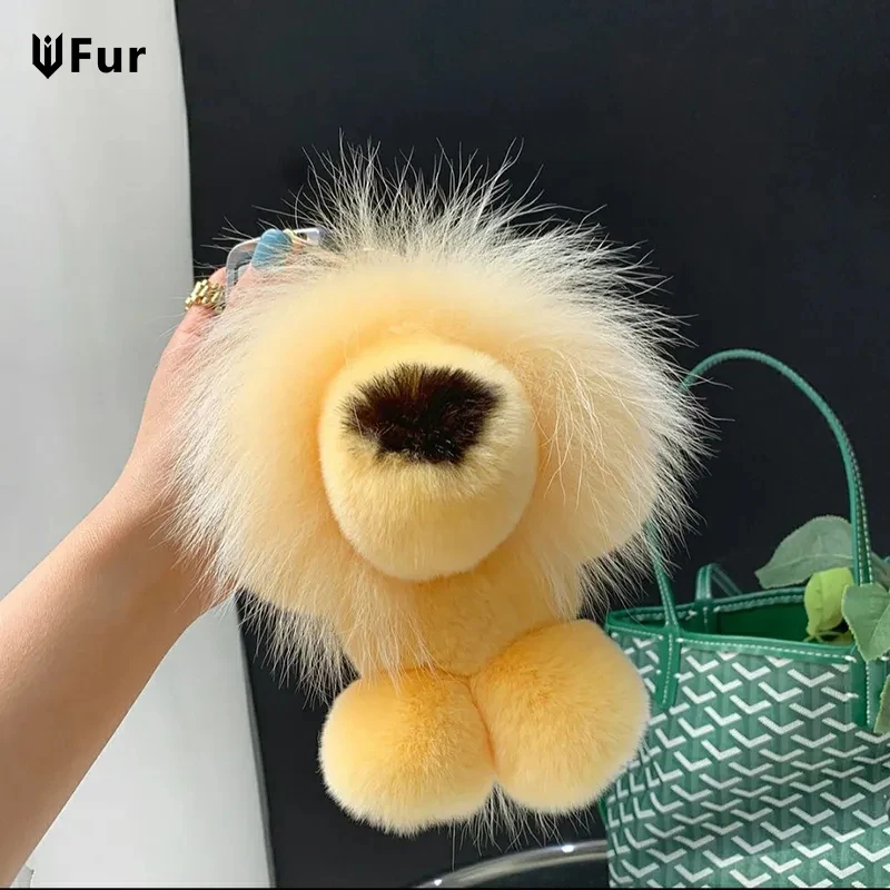 Cute-Lion-Real-Rex-Rabbit-Fur-Keychain-Plush-Toys-Trinkets-Women-Bag ...