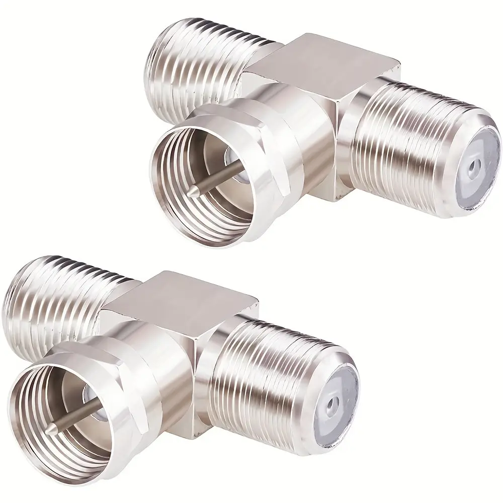 F-Type-3-Way-Male-to-2-Female-Coaxial-Cable-Connector-Splitter-Adapter ...