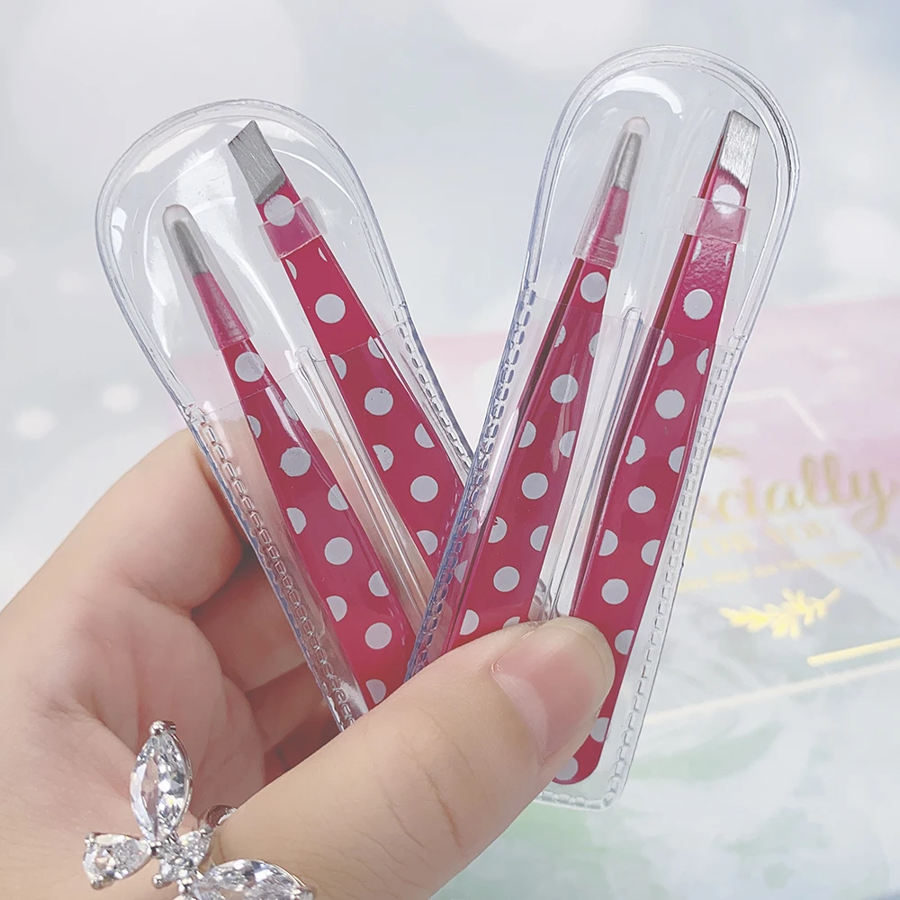 Hair-Removal-Tweezers-Stainless-Steel-Eyebrow-Clips-Mini-Pink-Dots ...