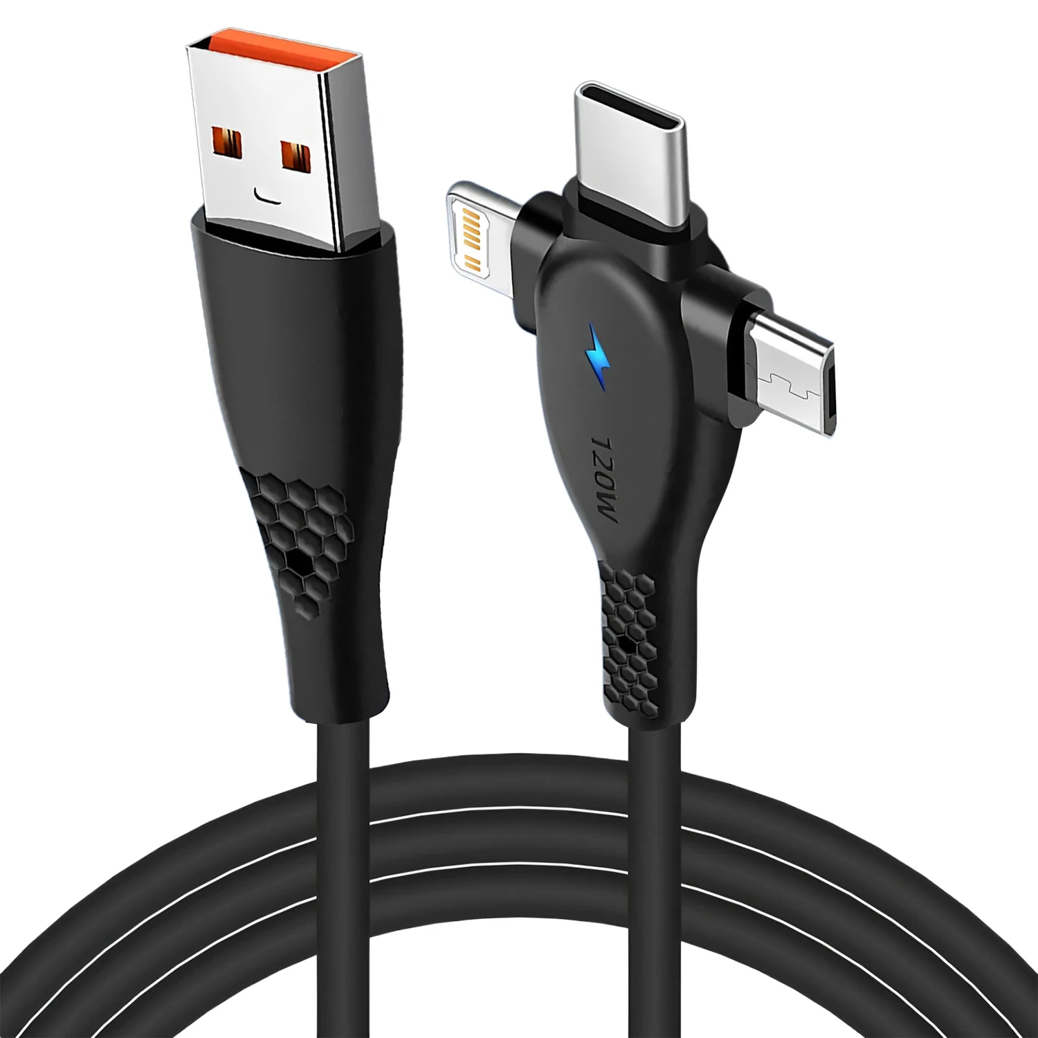 120W 3in1 Fast Charging USB C Cable For Xiaomi Poco For Android Type-C ...