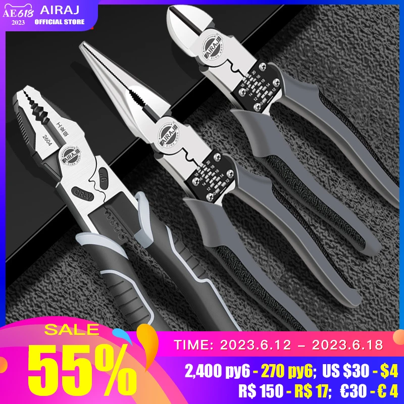 Airaj Multifunction Wire Pliers Stripping Diagonal Pliers Needle Nose Pliers Universal Hand Tool ...