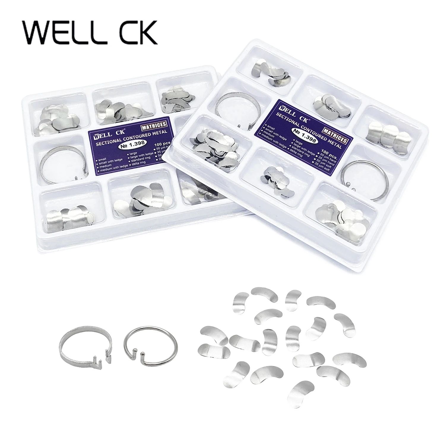 100pcs-box-Dental-Matrix-Sectional-Contoured-Metal-Matrices-Full-kit ...