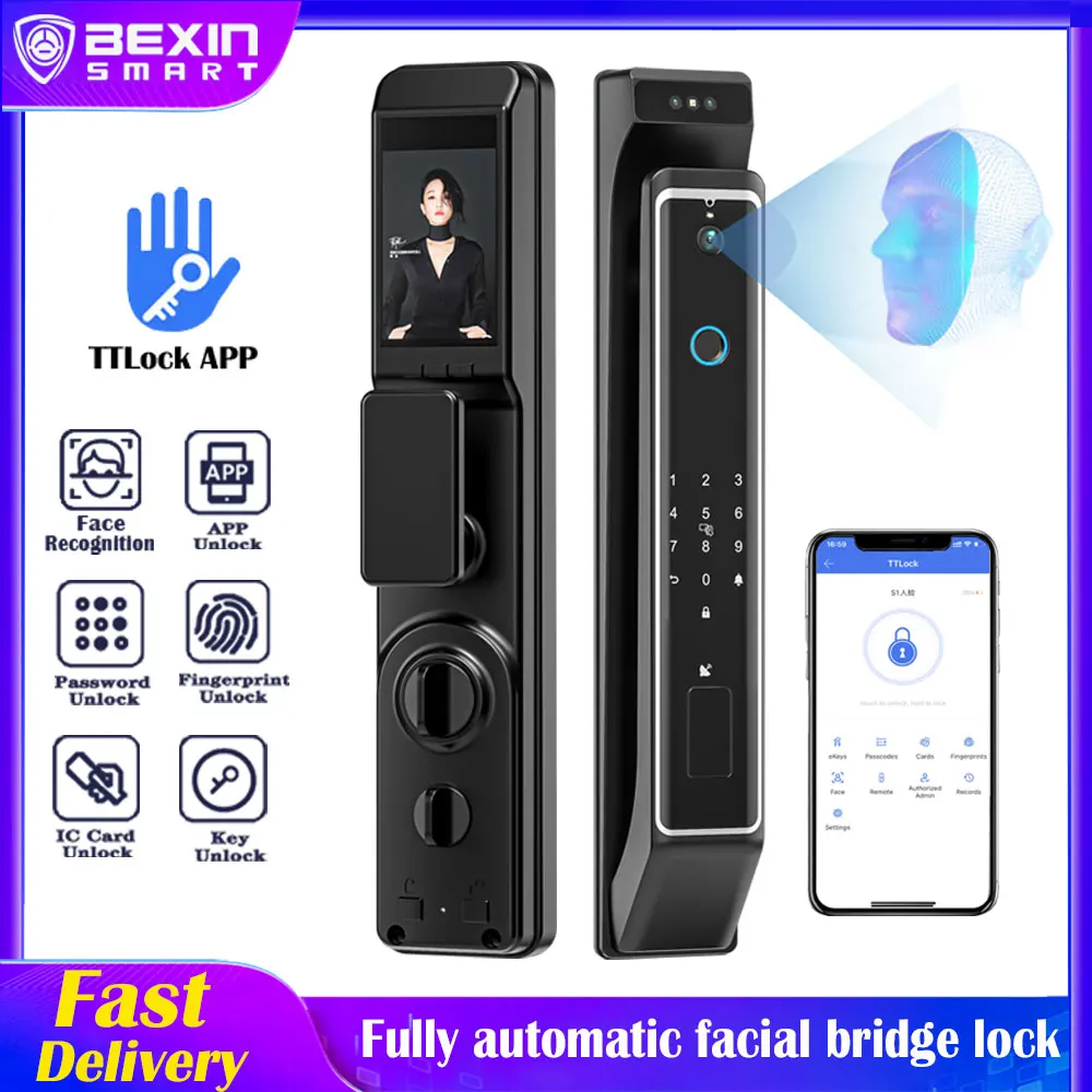 Full-automaticTTLOCK-APP-3D-Face-recognition-Smart-door-lock-fingerprint-password-outdoor ...
