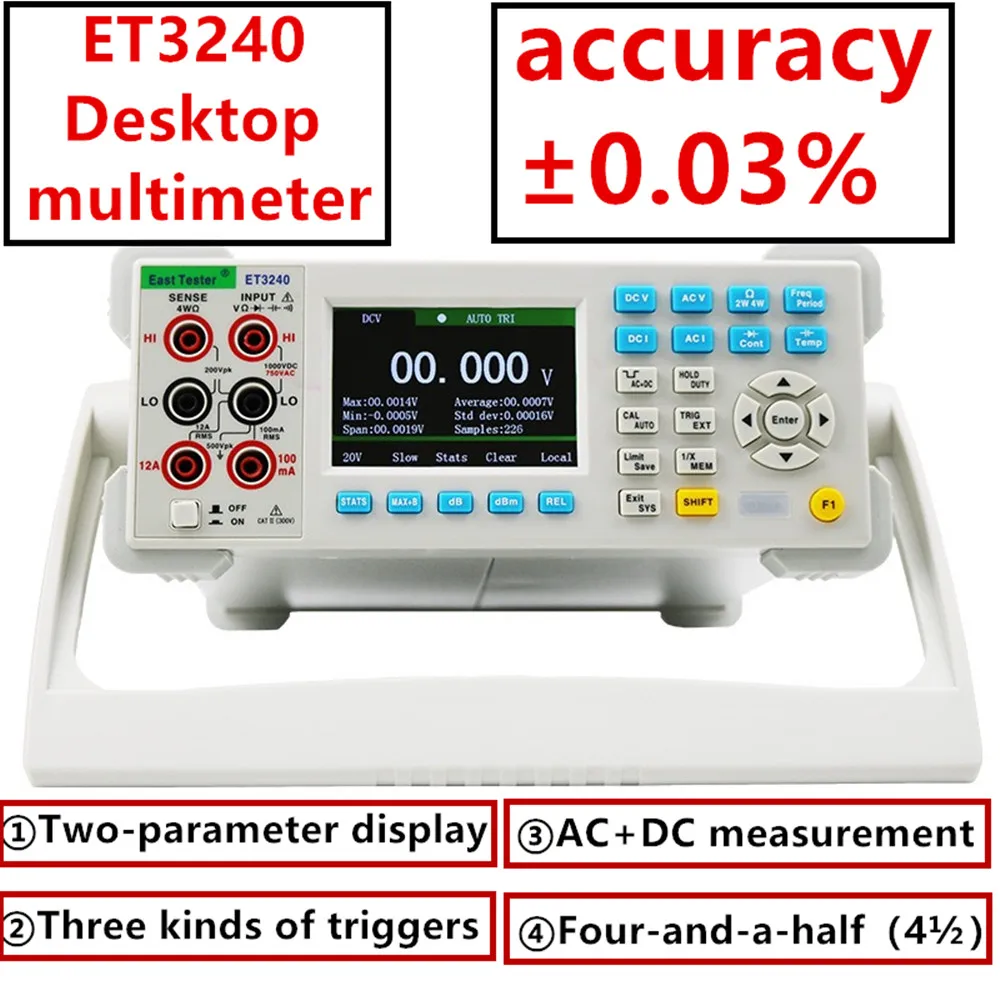 ET3240 Automatic 22000 Counts Desktop Digital Multimeter 3.5 Inch TFT ...