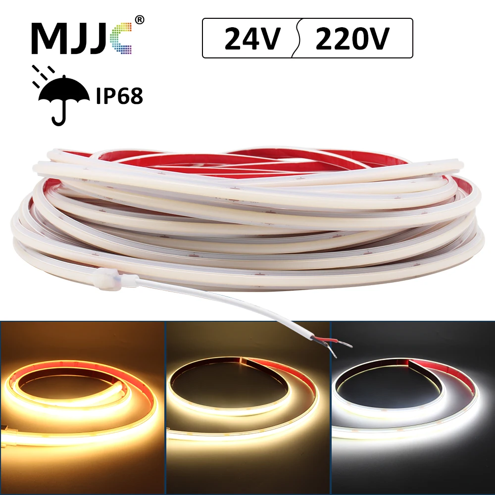 AC 220V COB Strip DC 24V 312Leds/m IP68 Waterproof 3000K 4000K 6000K ...