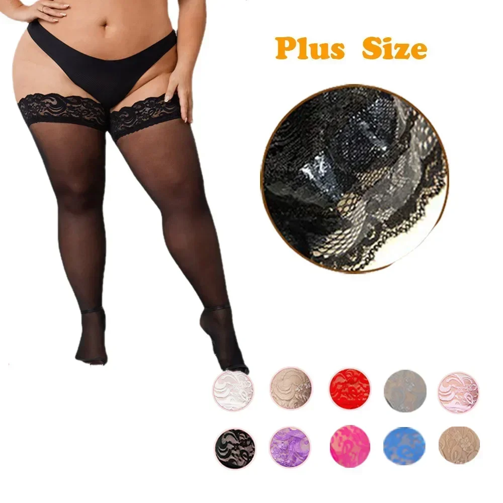 Sexy-XXXL-Plus-Size-Stocking-Lace-Knee-Thigh-High-Stockings-Lingerie-Elastic-Long-Socks-Clothing ...